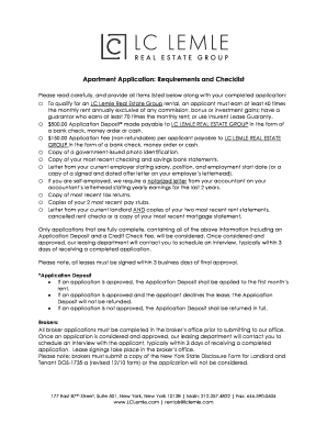 Fillable Online Apartment Application Requirements and Checklist Fax ...