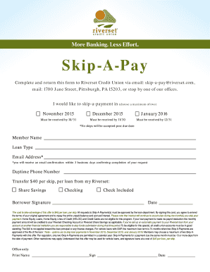 Fillable Online Skip-A-Pay 2015 Form Fax Email Print - pdfFiller