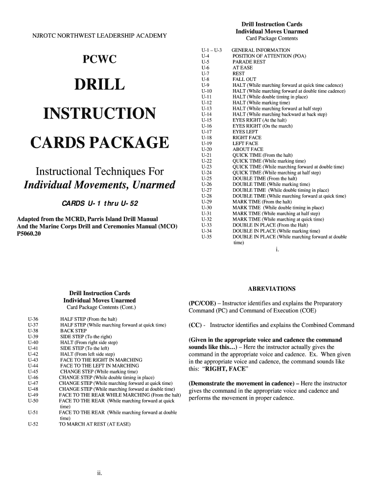 Fillable Online Drill Instruction Cards Fax Email Print - pdfFiller