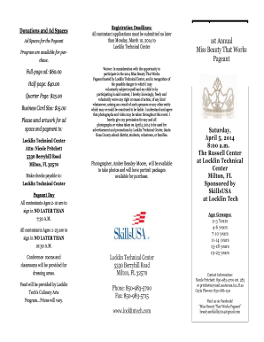 Fillable Online Donations and Ad Spaces All contestant applications ...