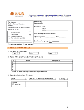 Fillable Online Application for Opening Business Account Fax Email Print - pdfFiller