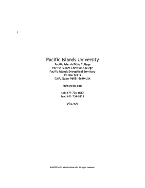 Fillable Online piu Pacific Islands University - piu Fax Email Print ...