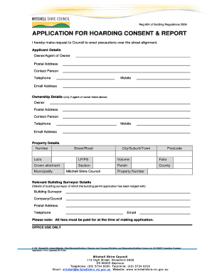 Fillable Online APPLICATION FOR HOARDING CONSENT REPORT Fax Email Print ...