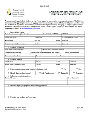 Fillable Online APPLICATION FOR NOMINATION FOR PERMANENT RESIDENCE ...