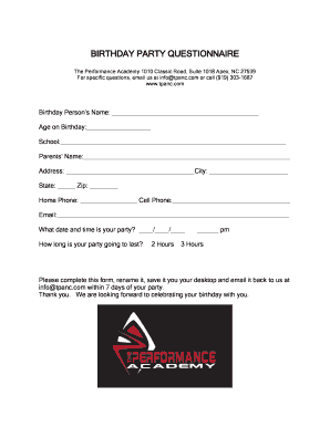 Questionnaire On Event Management | pdfFiller