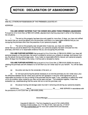 Declaration Of Abandonment Utah - Fill Online, Printable, Fillable ...