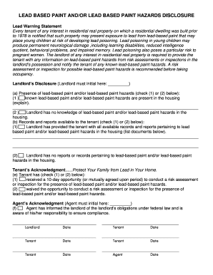 Fillable Online residential-leases Lead BASED PAINT Andor Lead BASED ...