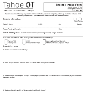 Fillable Online Therapy Intake Form Fax Email Print - pdfFiller