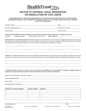 Fillable Online healthtrustnh NOTICE OF DIVORCE LEGAL SEPARATION OR ...