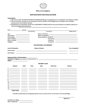 Fillable Online usc edu APPLICATION FOR EVALUATION - USC Fax Email ...