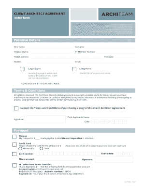 Fillable Online architeam net CLIENT ARCHITECT AGREEMENT Fax Email ...