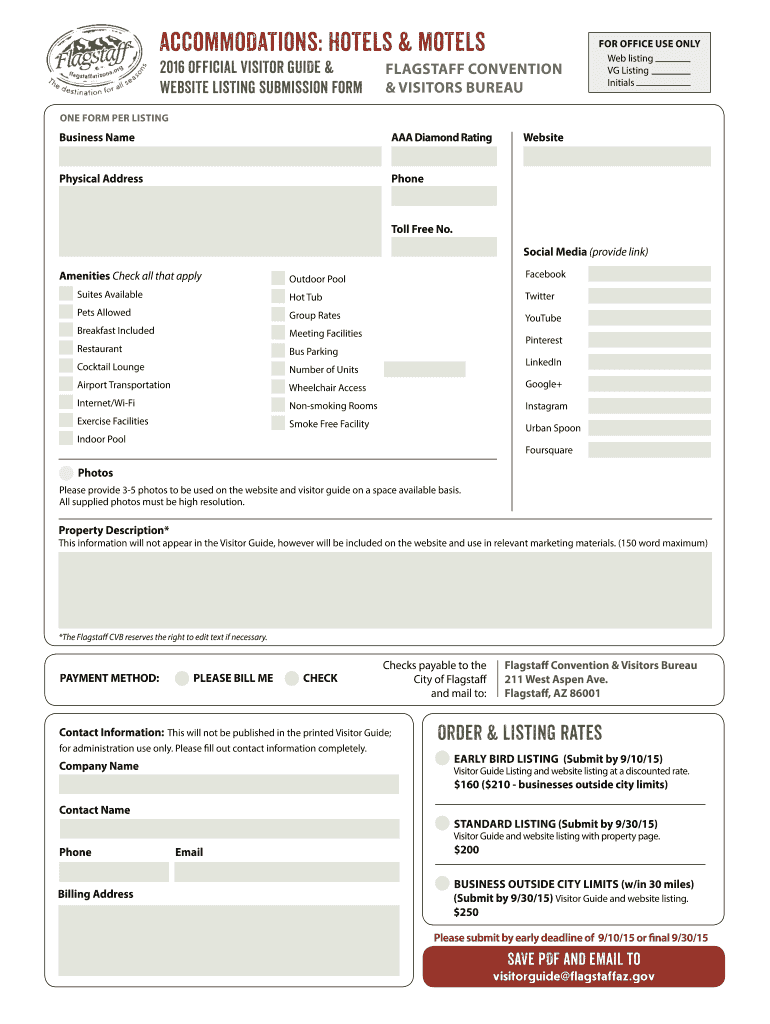 Fillable Online Visitors Bureaus main collateral piece distributed ...