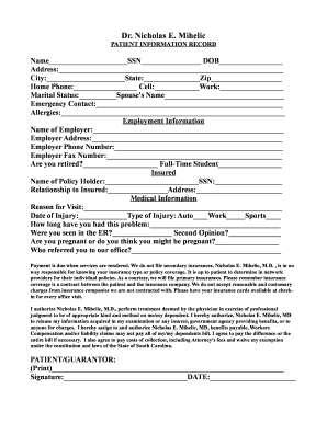 Fillable Online Dr Nicholas E Mihelic Fax Email Print - pdfFiller