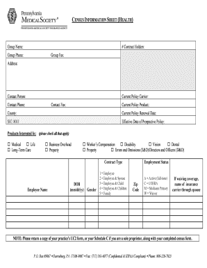 Fillable Online Census Information Sheet.doc Fax Email Print - pdfFiller
