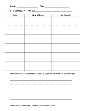Fillable Online Name Date CTE GLOSSARY TOPIC - DePaul University Fax ...