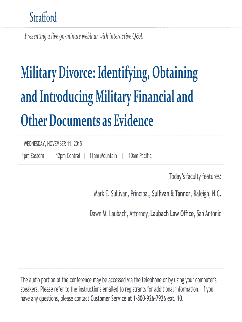 Fillable Online BMilitaryb Divorce Identifying Obtaining and ...