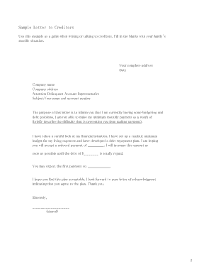 Fillable Online Sample Letter to Creditors Here is a sample of the kind ...