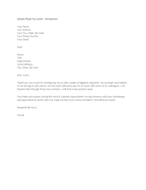 Fillable Online Example Introduction Thank You In this example letter ...