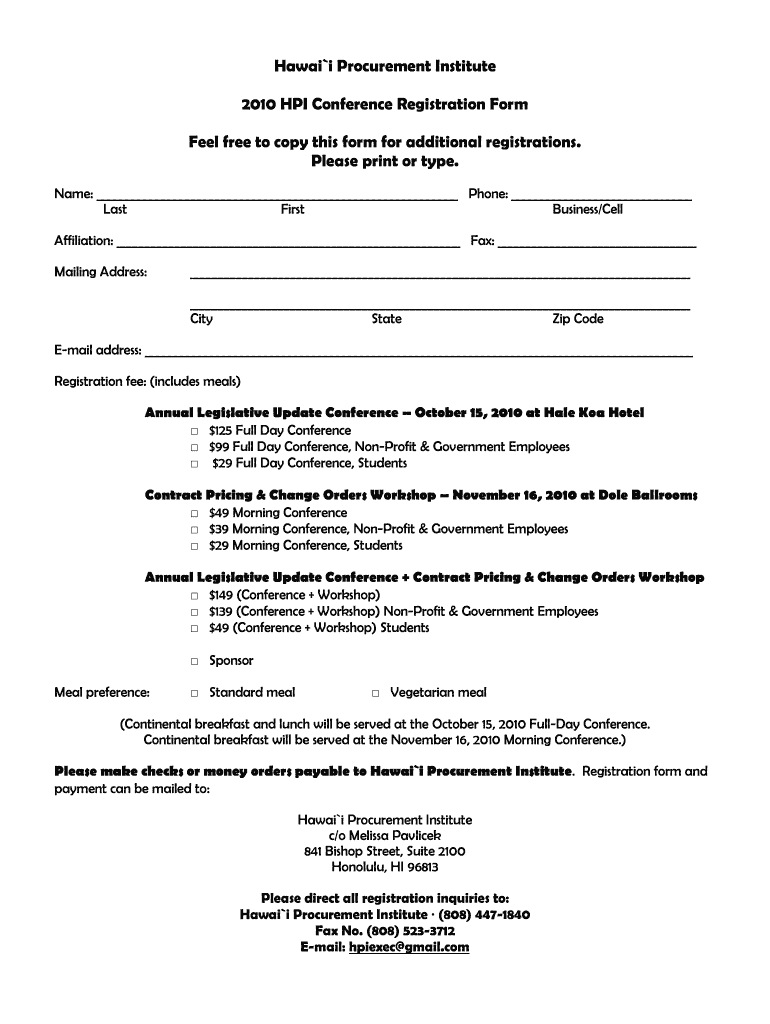 Fillable Online law hawaii Hawaii Procurement Institute 2010 HPI ...