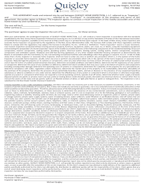 Fillable Online QUIGLEY HOME INSPECTION, L Fax Email Print - pdfFiller