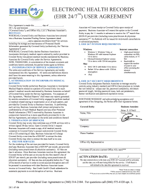 Fillable Online (EHR 247) USER AGREEMENT Fax Email Print - pdfFiller