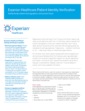 Fillable Online Experian Healthcare Patient Identity Verification Fax ...