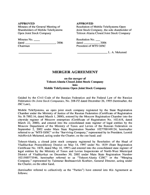 Fillable Online Draft agreements of merger with Telesot CJSC - MTS Fax ...
