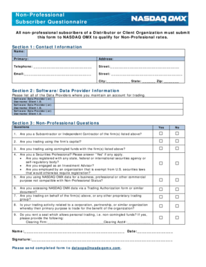 Fillable Online Sure Trader - Non-Professional Subscriber Policy Fax ...