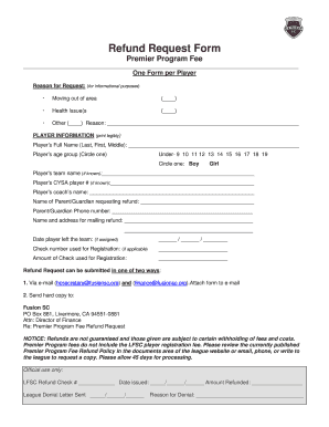 Fillable Online Refund Request Form (pdf) - bluesombrero Fax Email Print - pdfFiller