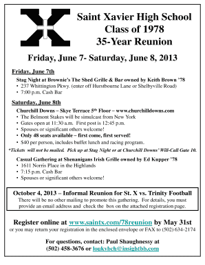 Fillable Online Print 1978 Reunion Invitation - Saint Xavier High ...