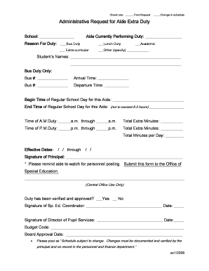 Fillable Online Extracurricular Duty Form Fax Email Print - pdfFiller