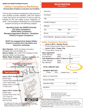 Fillable Online Safety Compliance Workshop - CAHF-QCHF Download Center ...