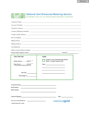 Fillable Online Enrollment form - National Grid Fax Email Print - pdfFiller