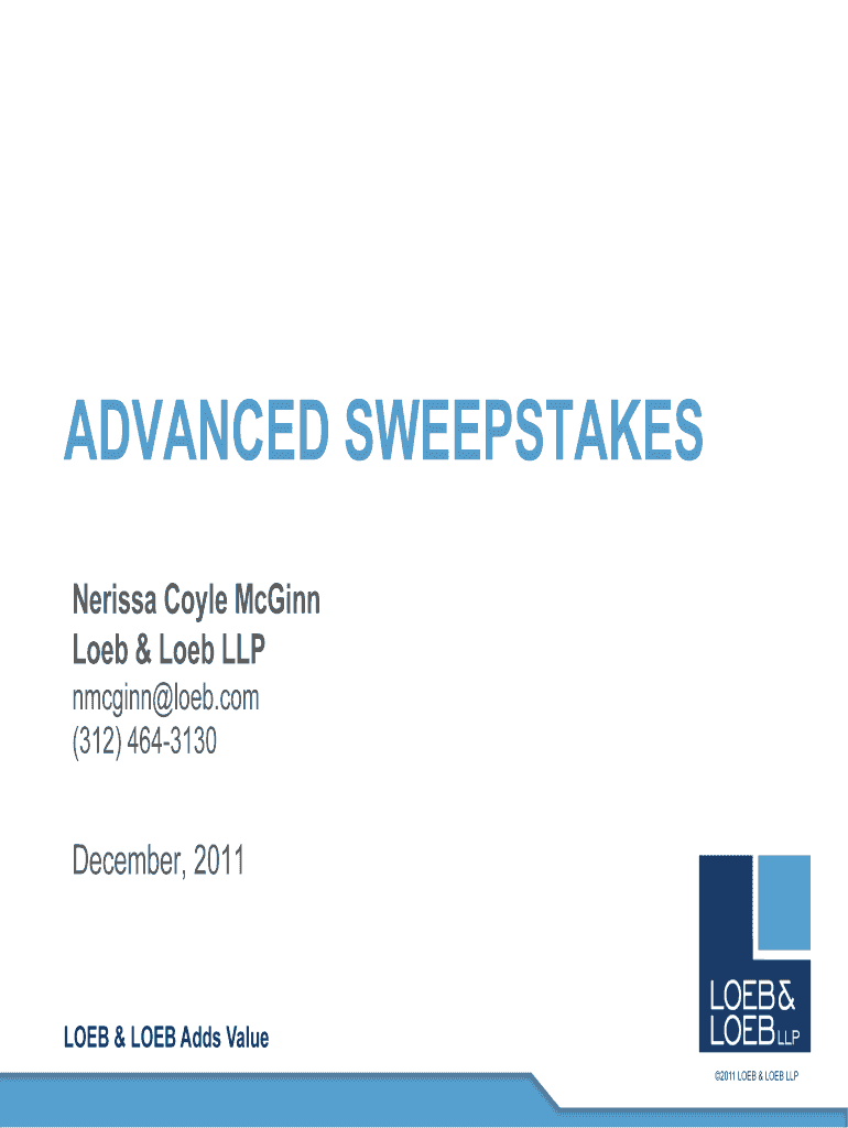 Fillable Online Advanced Sweepstakes Overview Fax Email Print - pdfFiller