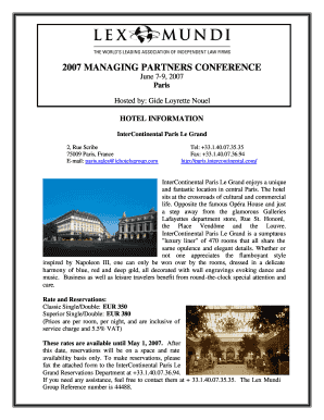 Fillable Online HOTEL INFORMATION.PDF Fax Email Print - pdfFiller