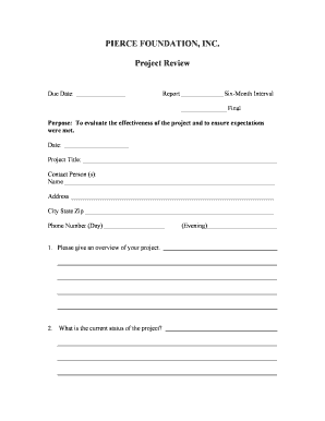 Fillable Online PIERCE FOUNDATION, INC. Project Review - CREATE ...