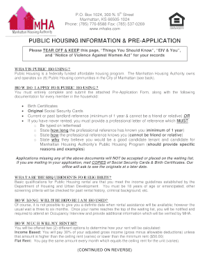 Fillable Online Public housing information & pre-application - Manhattan Housing ... Fax Email ...