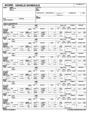 Fillable Online VEHICLE SCHEDULE - MarketScout Fax Email Print - pdfFiller