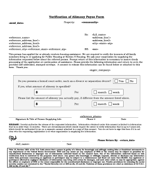 Fillable Online Verification - Alimony Payee Verification Fax Email ...