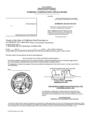 Fillable Online case number or attaching a copy of a subpoena) Fax ...