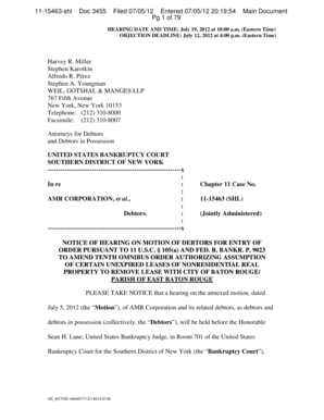 Fillable Online Motion to AmendMotion of Debtors for Entry - AMR ...