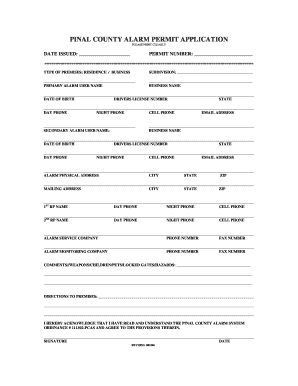 Pinal County Alarm Permit - Fill and Sign Printable Template Online
