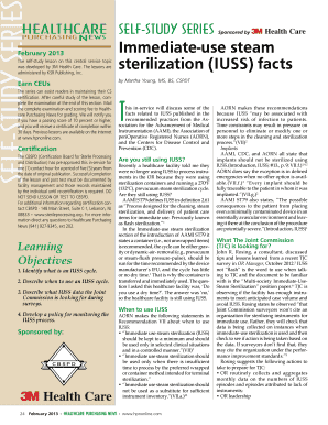 Fillable Online Immediate-use steam sterilization (IUSS) facts ...