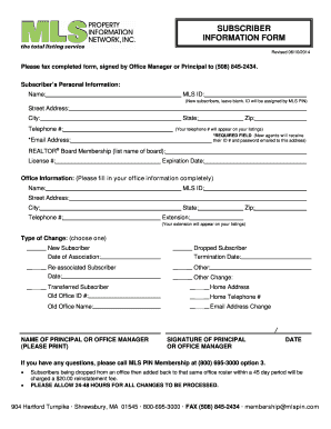 Fillable Online Subscriber Information Form Fax Email Print - pdfFiller