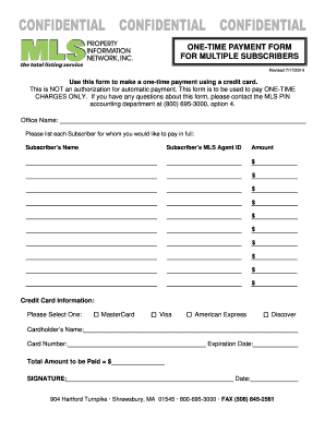 Fillable Online One-Time Payment Form for Multiple Subscribers Fax ...
