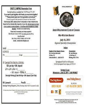 Fillable Online ONSITE CAMPING Reservation Form Fax Email Print - pdfFiller