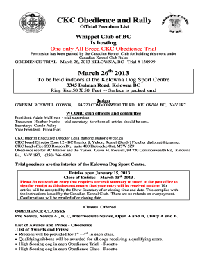 Fillable Online CKC Obedience and Rally Fax Email Print - pdfFiller