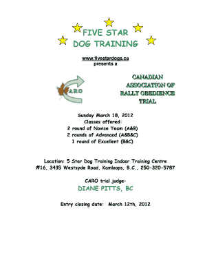 Fillable Online DOG TRAINING Fax Email Print - pdfFiller