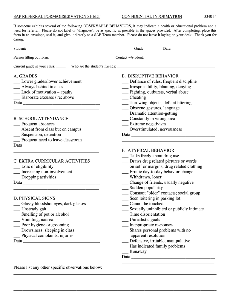Fillable Online SAP Referral Form Fax Email Print - pdfFiller