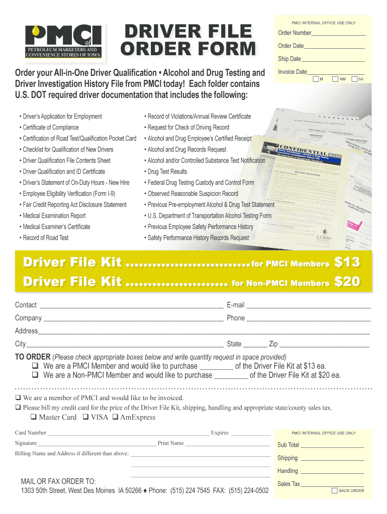 Fillable Online DRIVER FILE Fax Email Print - pdfFiller